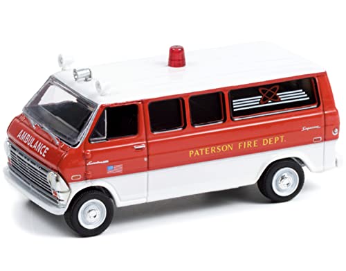1970 Econoline Bus Red and White Paterson Fire Department (New Jersey) Fire & Rescue Series 2 1/64 Diecast Model Car by Greenlight 67020 A