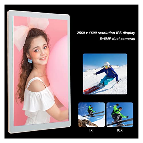 10.1in Tablet PC,Gold,2.4G 5G WiFi,USB C Rechargeable,6GB RAM 128GB ROM,2560x1600 HD,5MP 8MP Camera,Octa Core CPU,5000mAh Tablet for Android11