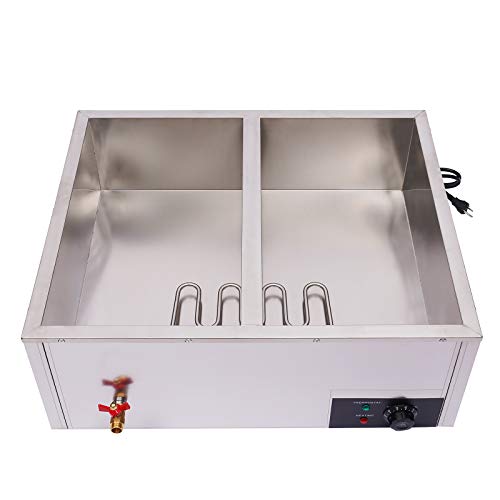 110V 850W 6 Pan Commercial Grade Food Warmer, 6inch Deep Stainless Steel Buffet Food Warmer Steam Table with Temperature Control for Catering and Restaurants