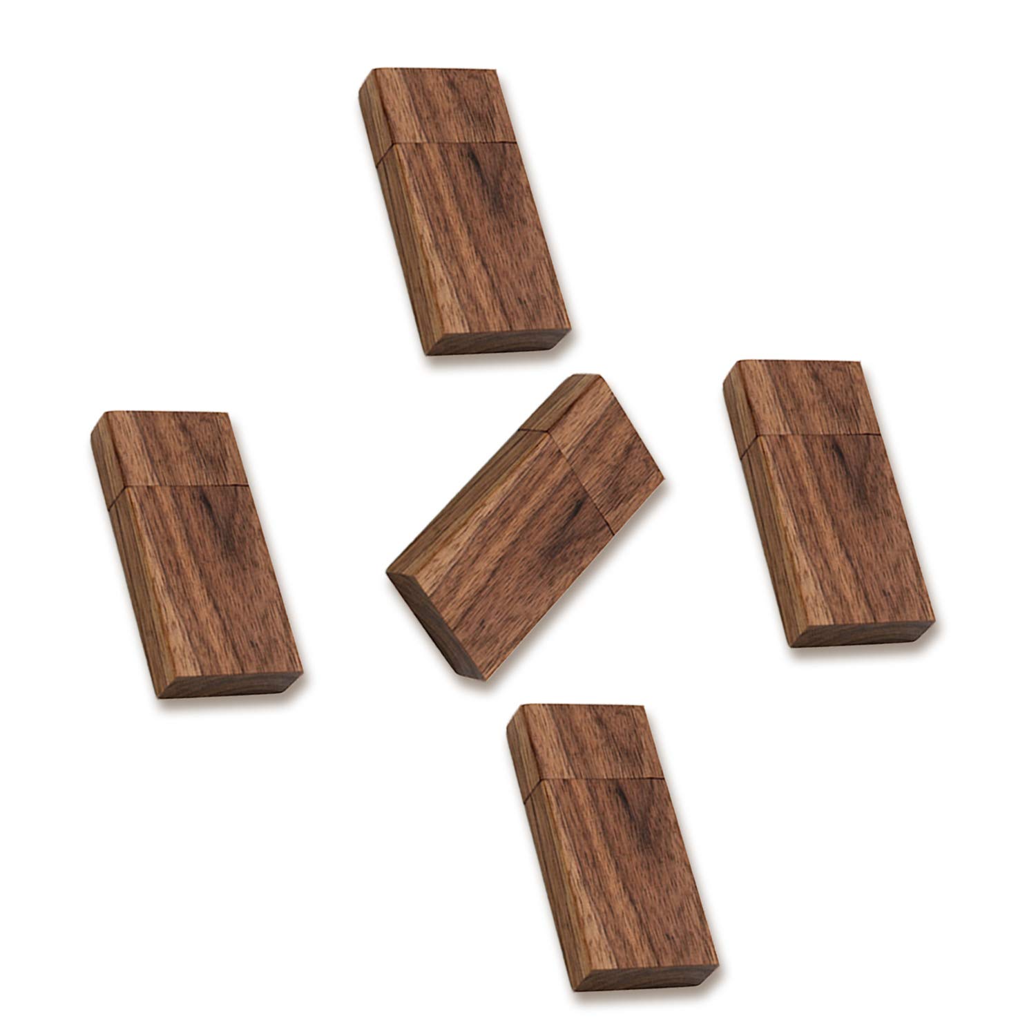 32GB Wood Flash Drives 5 Pack, FEWINA Rectangle Walnut Wooden USB Drive 32G USB2.0 Thumb Drive Memory Stick Jump Drive for Backup Picturs/Videos Ideal Gift (5PCS / Walnut)