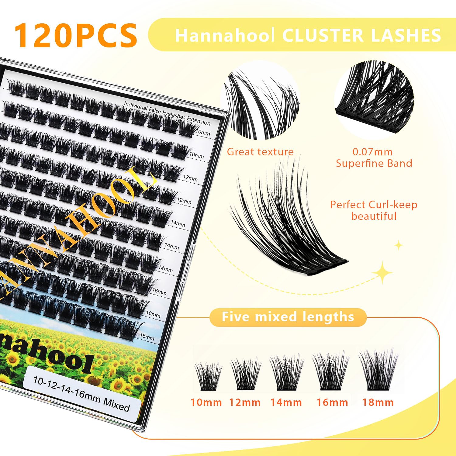 10Rows,Large Pack Grafting Mixed 10-12-14-16mm/14-16-18mm/12-14-16mm Wide Stem Cluster Eyelashes D Curl Individual False Eyelashes Home DIY Eye Lashes Extensions (mixed 10-12-14-16mm)