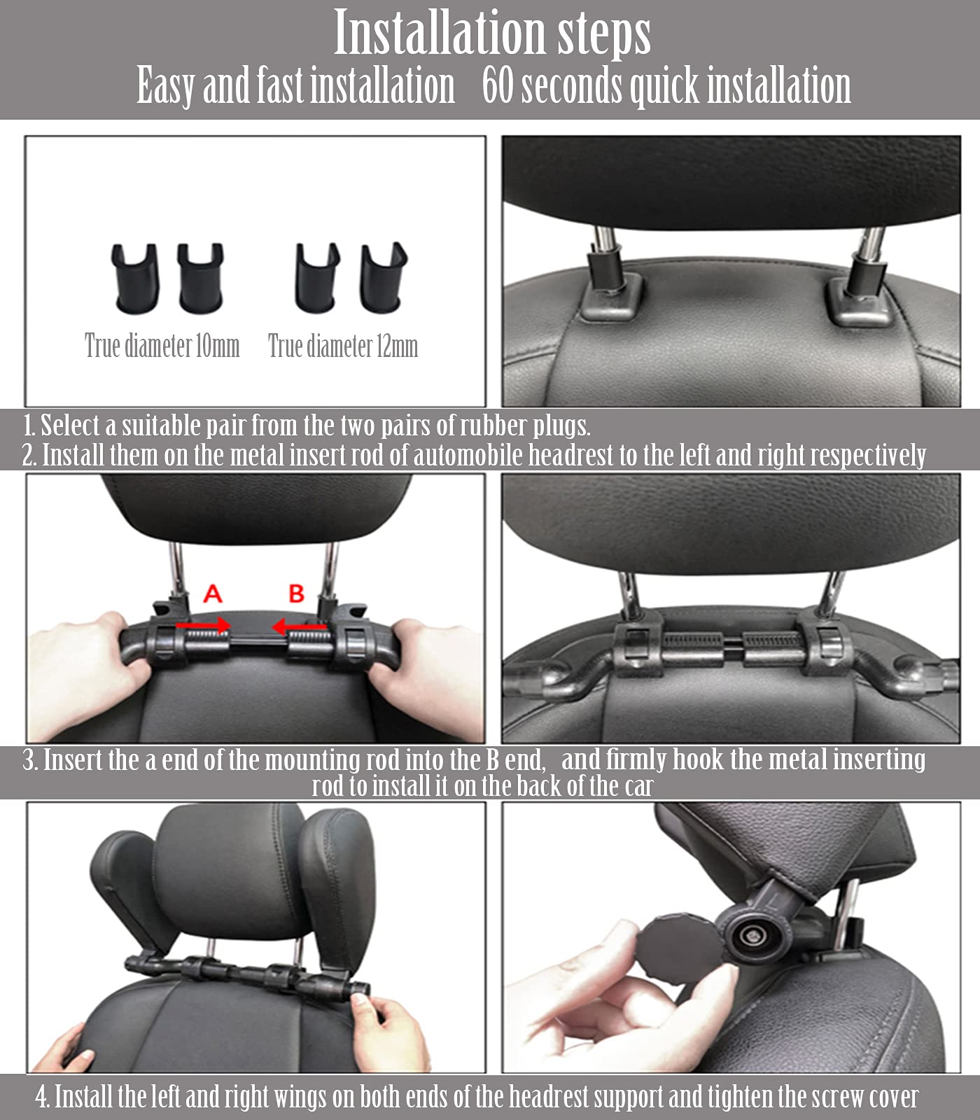 2022 Car Seat Headrest Pillow,car headrest Pillow,car seat Head Support Infant,Premium Seat Head Pillow,Grey Pillow,360 Degree Adjustable,for Children and Adults (-Grey)