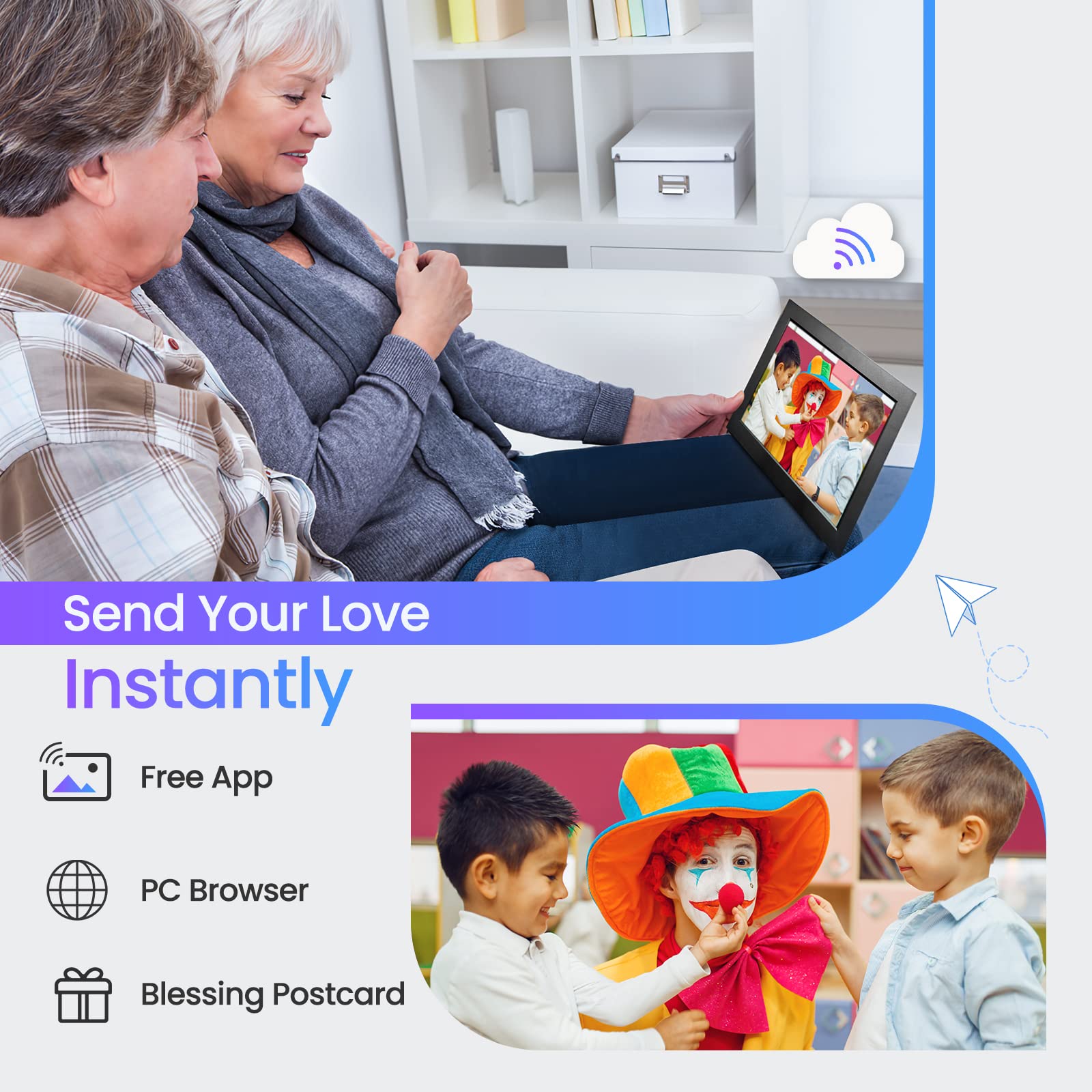 10.1 Inch WiFi Digital Picture Frame, Digital Photo Frame with 32GB SD Card, Unlimited Account Connection, IPS HD Touch Screen - Gift for Friends and Family