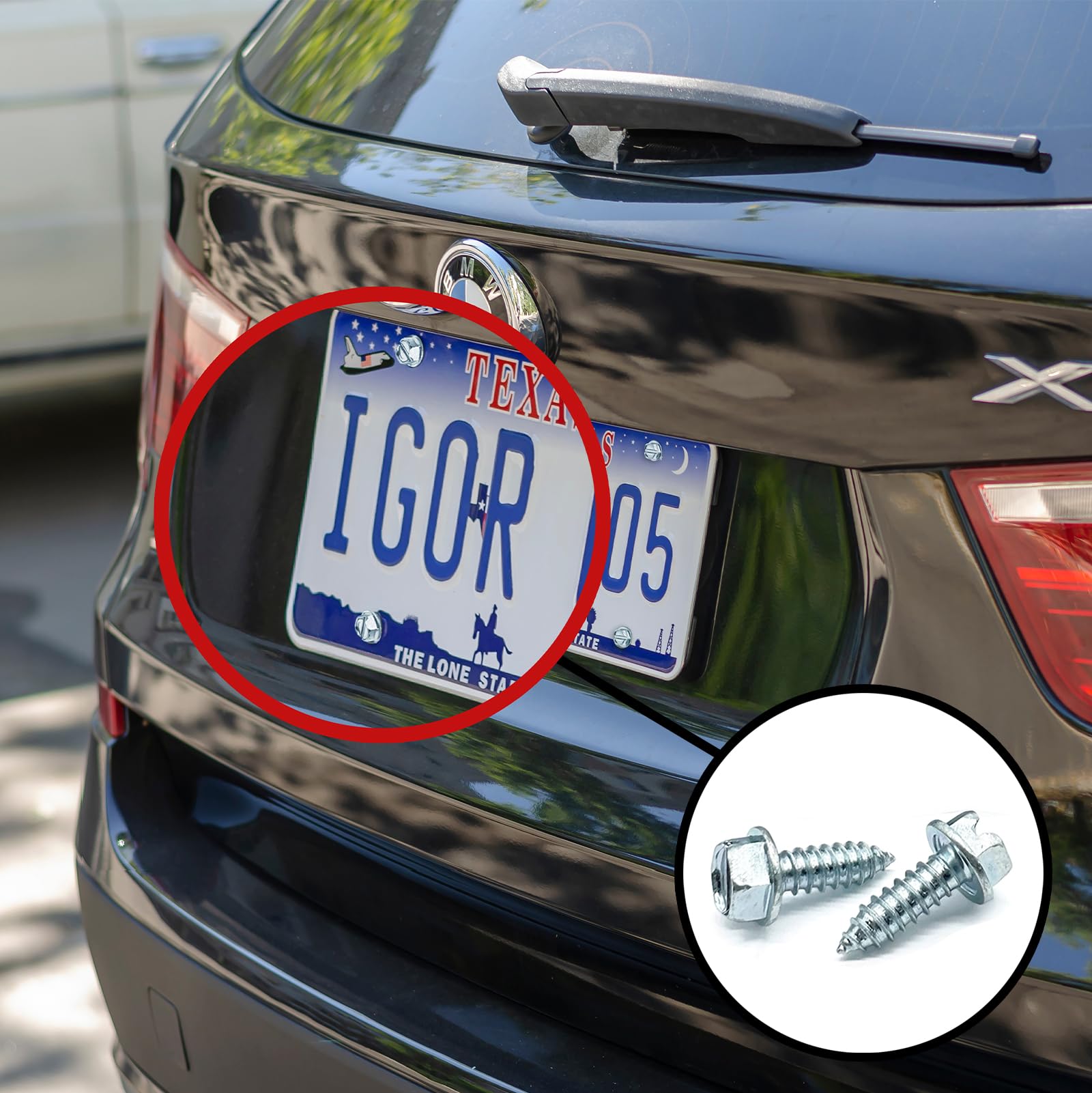 100 Pack License Plate Screws for Front and Back License Plates and License Plate Frames and Covers on Cars, Trucks, SUVs - Rust Resistant, #14x3/4 Slotted Hex Washer Self Tapping Screws Zinc Clear