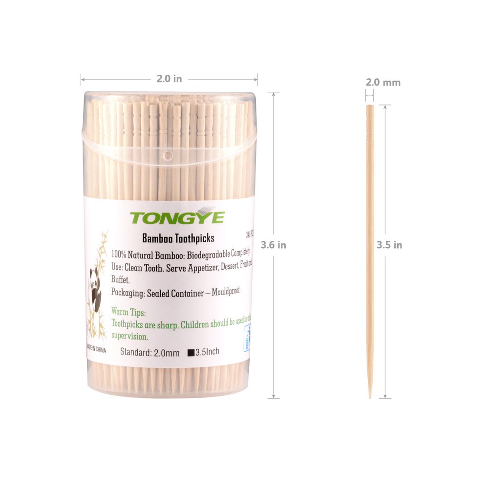 340 PCS Bamboo Toothpicks 3.5 inch, Ornate Kokeshi Style Tooth Picks, Round Toothpicks wood, Long/Large Wooden Toothpicks, Small Skewers for Appetizer, Cocktail Olives, Cupcake Toppers, Cake Testing.