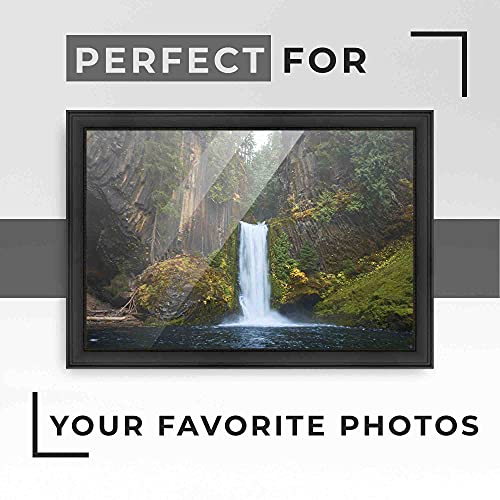 19x45 Frame Black Real Wood Picture Frame Width 1.25 Inches | Interior Frame Depth 0.5 Inches | Garrin Black Traditional Photo Frame Complete with UV Acrylic, Foam Board Backing & Hanging Hardware