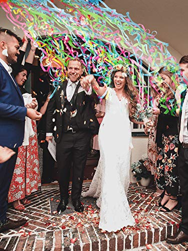20 Pack Streamers Popper Hand Throw Confetti Streamers No Mess Paper Cracker for Birthday Wedding Graduation Party Favors Shows (Gold, Rose Red)
