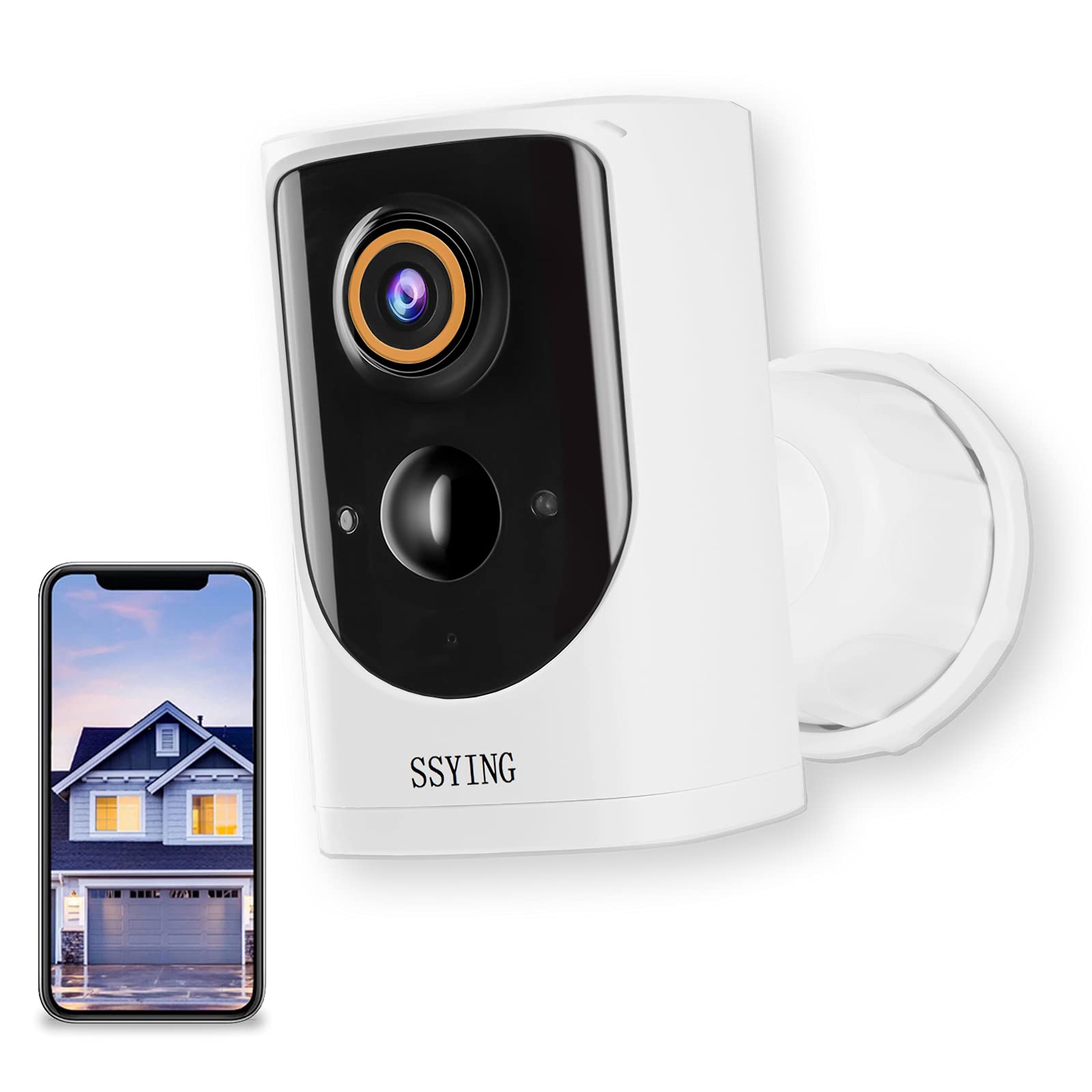 1080P Battery Home Security Camera System, Wire-Free Outdoor Security Camera System, Security Camera Outdoor Wireless WiFi, IP65 Waterproof, HD Night Vision,2-Way Audio(for iOS and Android) (White)