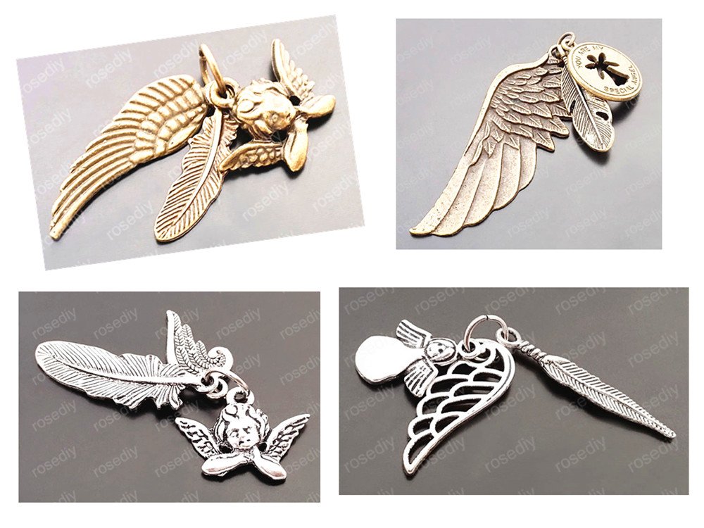 100 Grams Assorted Feather And Wing Punk Steampunk Charm Pendant Connector for DIY Necklace Bracelet Jewelry Making Findings