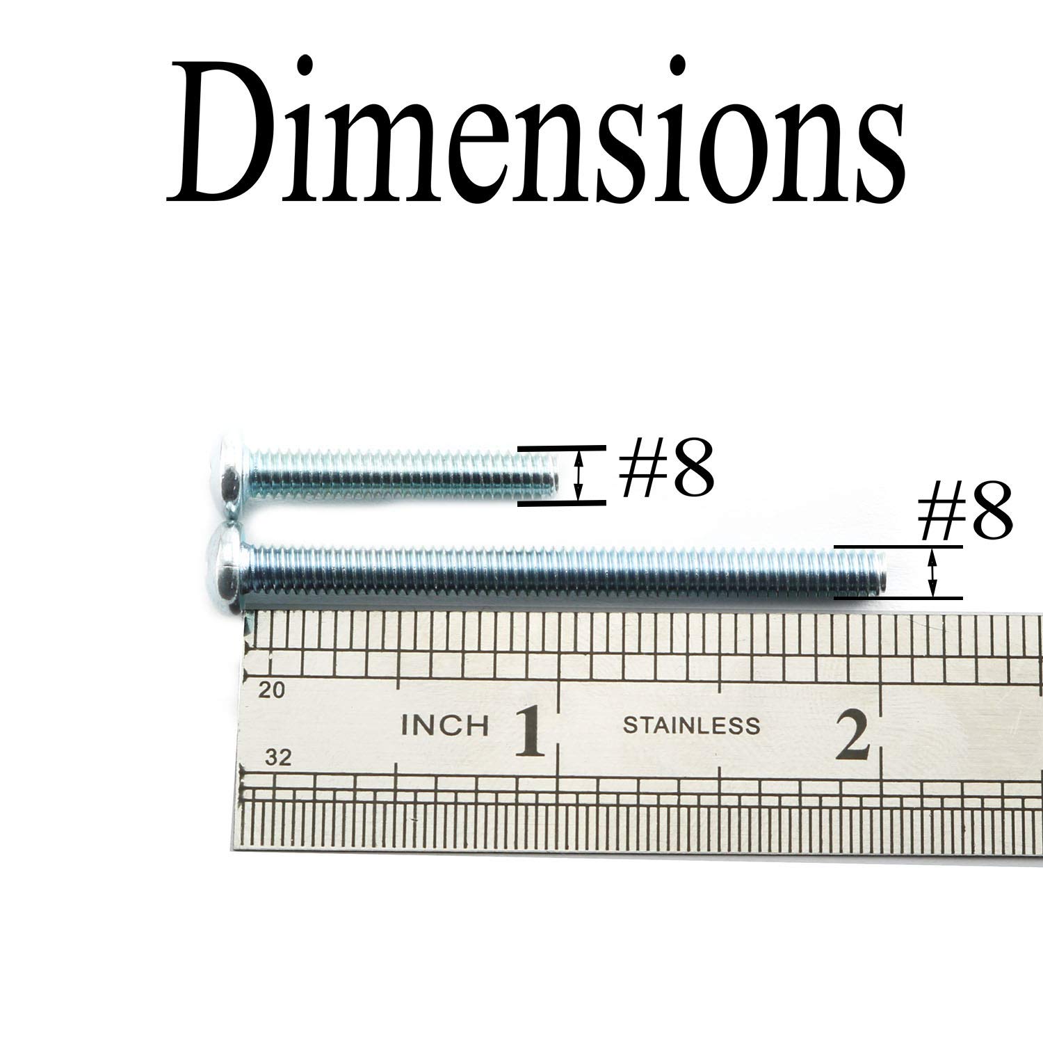 24pcs 8-32 x 2" Machine Screws Metal Mounting Hardware Fitting Fastening Accessories Cross Slotted Round Phillips Head Screw Bolt