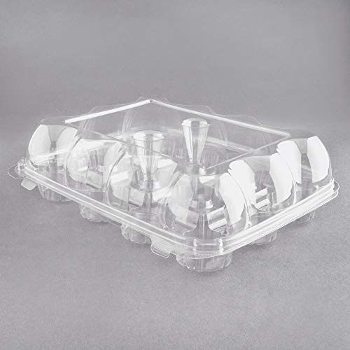 15 Cupcake Containers Plastic Disposable | High Dome Cupcake Boxes 12 Compartment Cupcake Holders Disposable Cupcake Carrier | Dozen Cupcake Trays | Durable Cup Cake Muffin Packaging Transporter