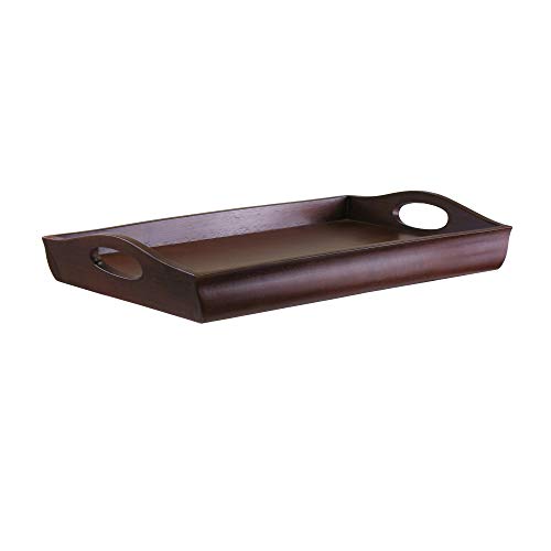 23.5" Antique Walnut Elegant Sedona Rectangular Bed Tray with Foldable Legs and Large Handle
