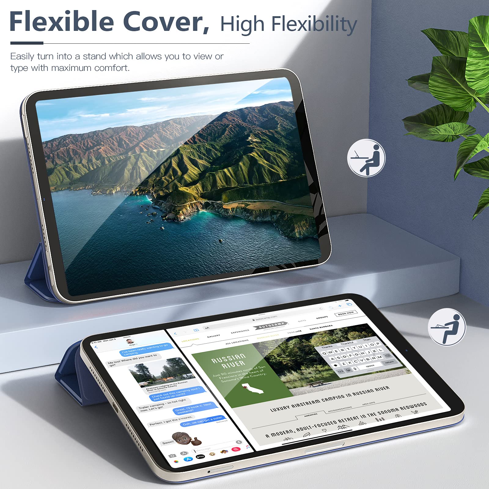 TiMOVO Case for iPad Mini 7 2024 (A17 Pro) / iPad Mini 6 2021, iPad Mini 7th/6th Generation Case 8.3 inch, Strong Magnetic Smart Folio Trifold Stand Cover, Support Apple Pencil Pro- Navy Blue