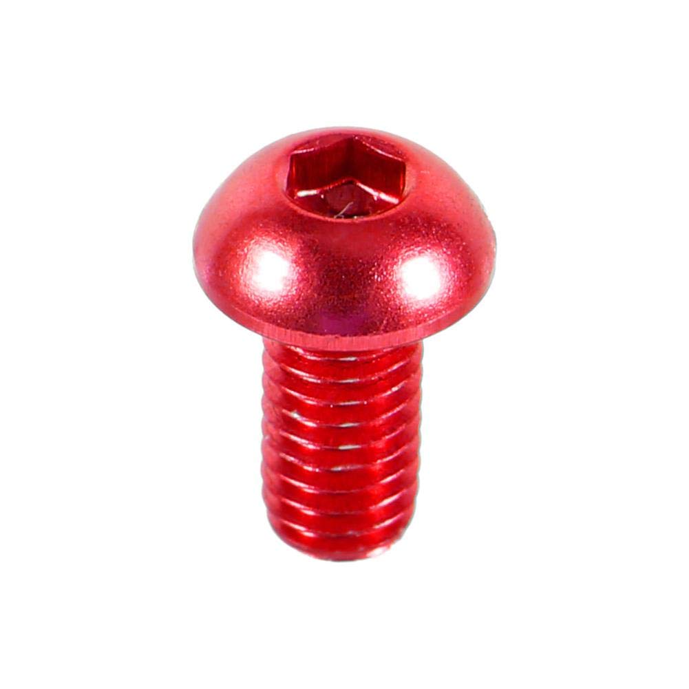 10pcs M3 6-10mm Button Round Aluminum Alloy Hex SocketScrew Bolt Multicolors for Industry(6mm-red)