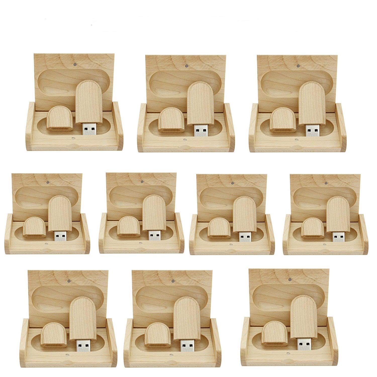10PCS Maple Wood 2.0/3.0 USB Flash Drive with Wooden Box (3.0/64GB)