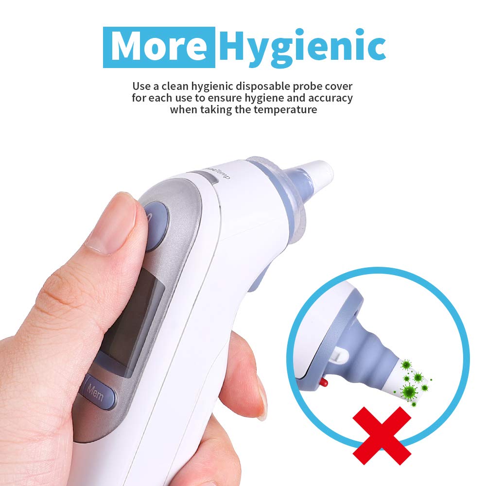 100 Counts Ear Thermometer Covers Refill Caps Lens Filters Compatible with Braun Thermometer Ear Covers, BPA Free and Disposable Ear Thermometer Covers Caps for Digital Ear Thermometer (100)