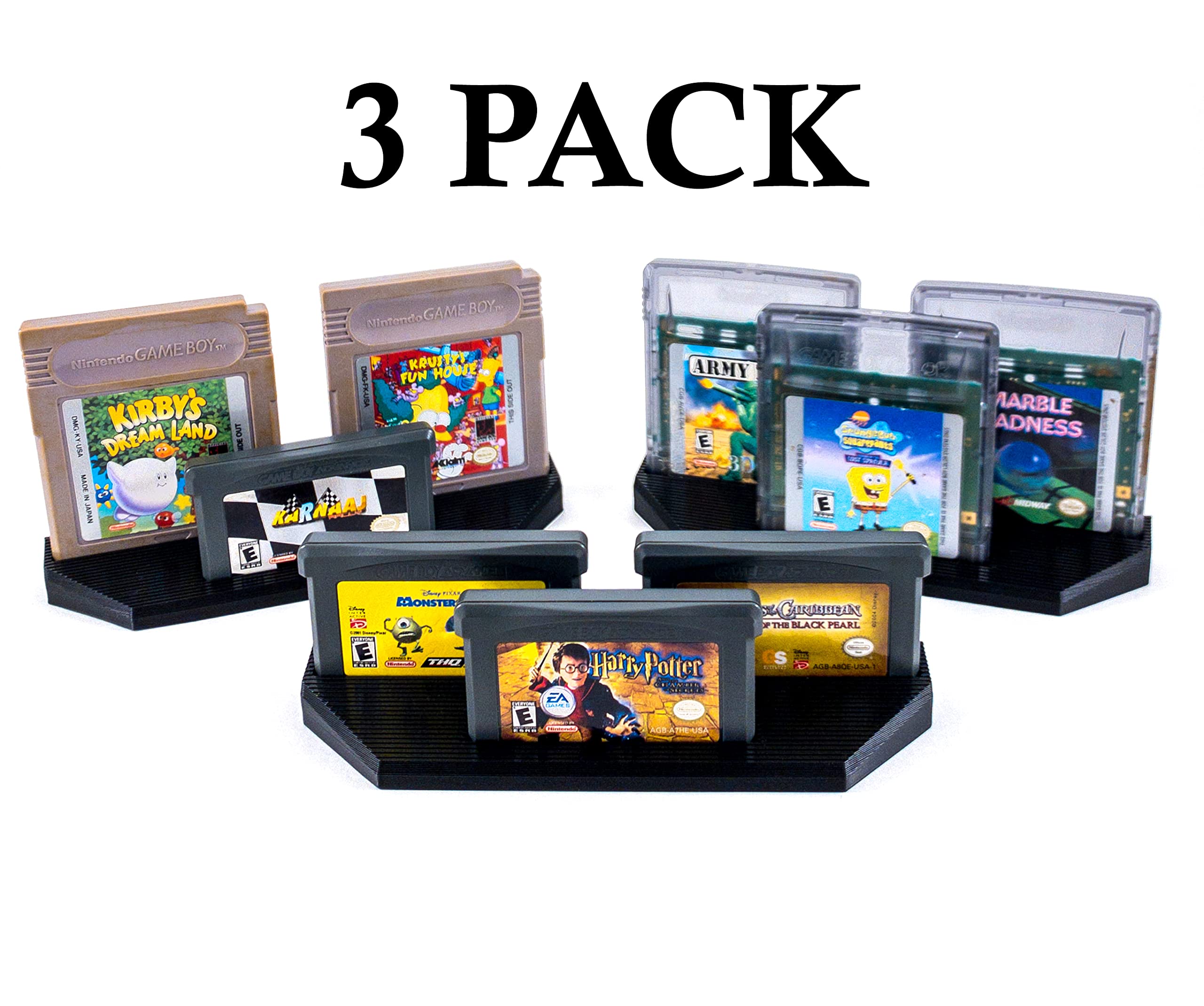 3 PACK - 3 Game Cartridge Display for Game Boy - GB GBC GBA - Fits All Nintendo GameBoys