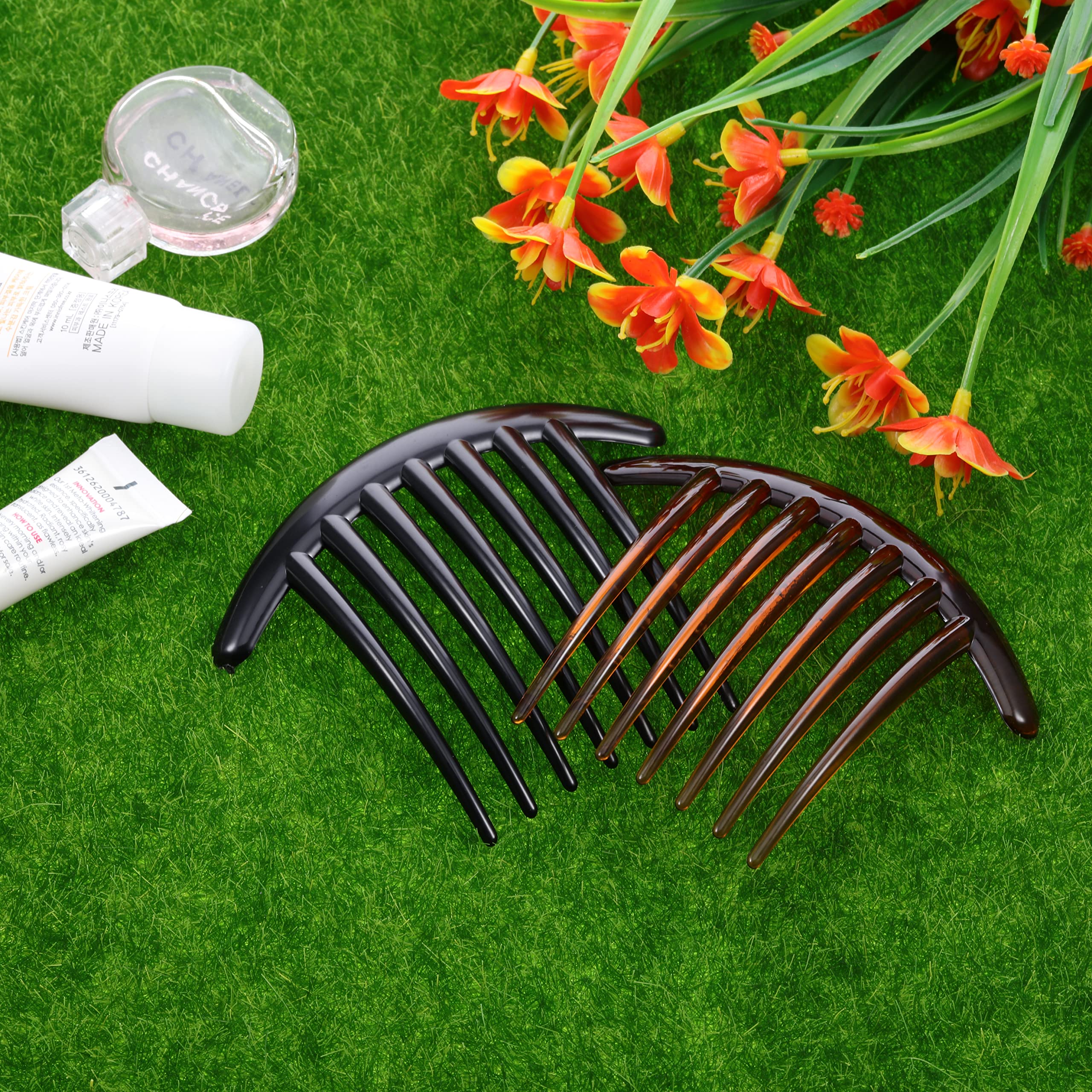 20 Pieces 7 Tooth French Style Twist Comb Plastic Hair Side Combs Hair Accessory for Women (Black and Brown)