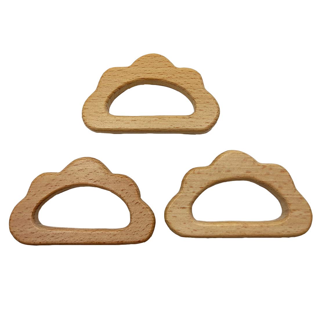 10pcs Natural Wood Cloud Shape Teether Toys DIY Teething Necklace Cute Animal Pendant Nursing Soothing Accessories (Cloud 10pcs)
