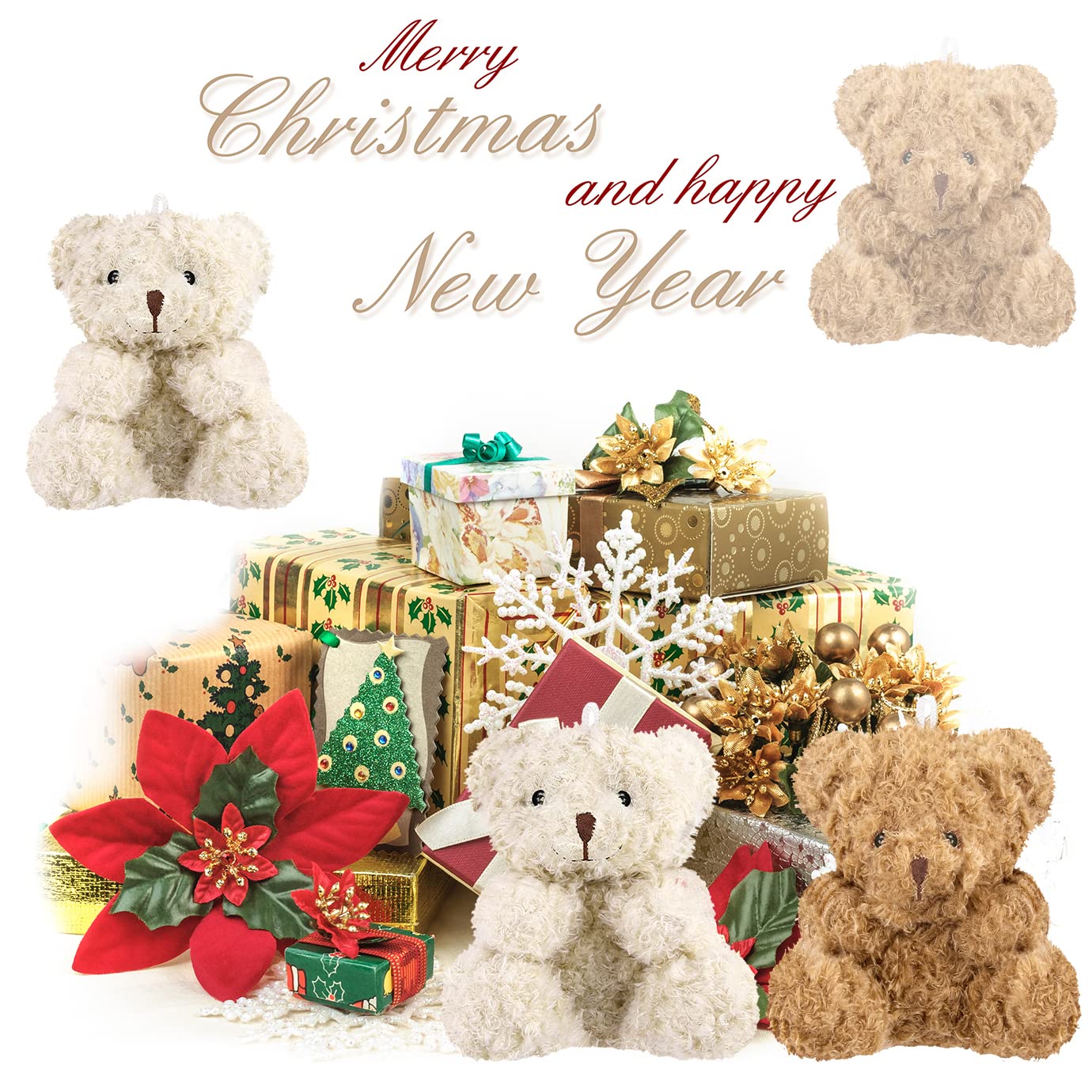 10 Pieces Plush Mini Teddy Bear 4 Inch Stuffed Animals Tiny Soft Bear Doll for Graduation Birthday Wedding Baby Shower Decorations Party Favors DIY Keychain Bag Decor(5Brown,5Apricot)