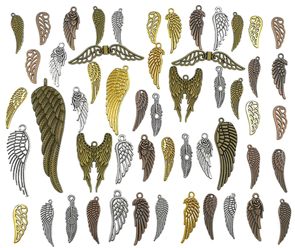 100 Grams Assorted Feather And Wing Punk Steampunk Charm Pendant Connector for DIY Necklace Bracelet Jewelry Making Findings