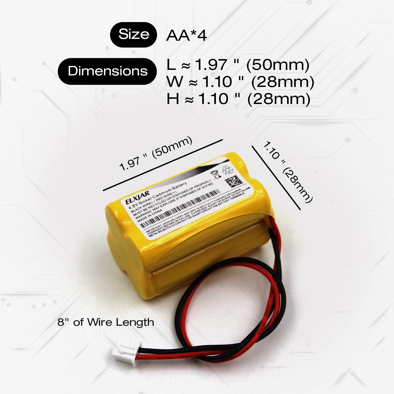 YUTSUJO (5-Pack) 4.8V 700mAh BL93NC487 Ni-CD Battery Replacement for Emergi-Lite BAA-48R BAA48R, Interstate NIC0186, Dantona Custom-43 Custom43, OSI OSA-126 OSA126 BL93NC484 BL93NC485