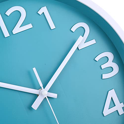10 Inch Wall Clock Silent Non-Ticking Battery Operated,Modern Wall Clocks 3D Numbers Easy to Read Quartz Analog Clock for Bedroom Home School Office Decor (Aqua)