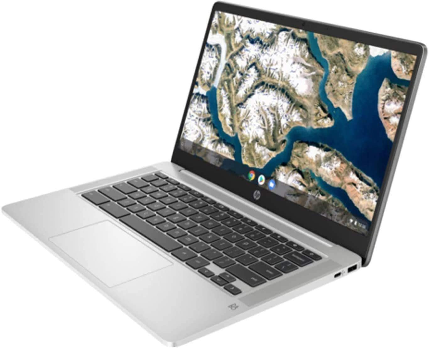 2020 HP 14" Premium FHD IPS Anti-Glare WLED-Backlit Chromebook, Intel Celeron N4000 up to 2.6GHz, 4GB DDR4, 64GB eMMC, WiFi, Media Reader, USB-C, Bluetooth, Webcam, Chrome OS, Aloha Bundle (4GB 64GB)