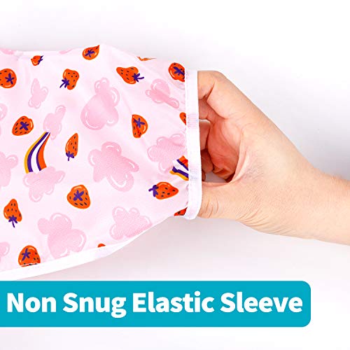 2 Pcs Long Sleeved Bib Set | Baby Waterproof Bibs with Pocket Bundle | Toddler Bib with Sleeves and Crumb Catcher | Play Smock Apron | 6-24 Months