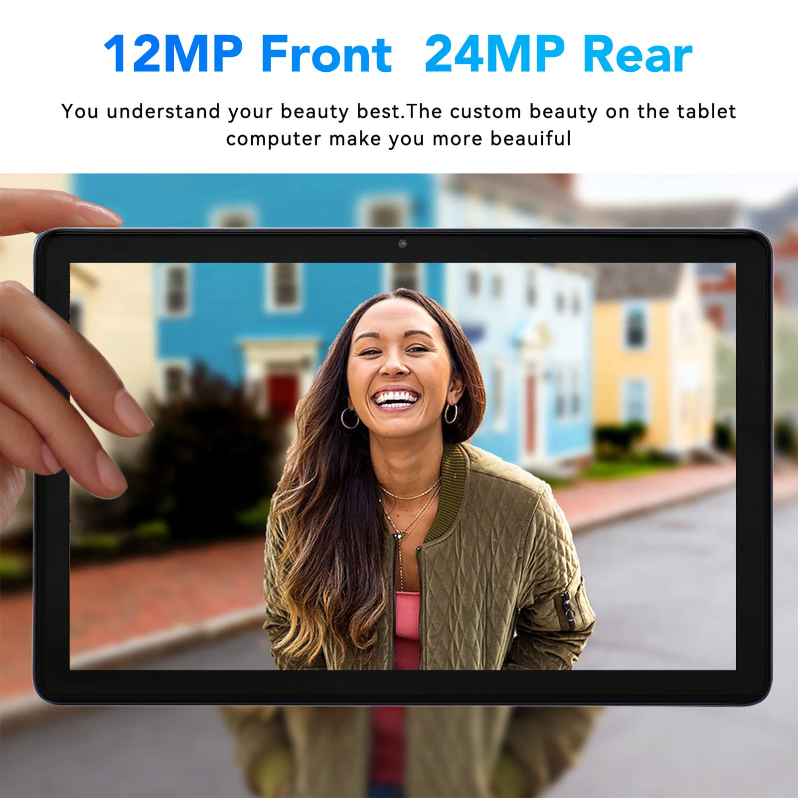 10.1 Inch Tablet FHD 12GB RAM 256GB ROM Octa Core 4G LTE, Tablet or Laptop with Stylus Mouse Keyboard, 10.1 Inch FHD Screen, Dual Camera,for Work, Home, and Travel (Light Blue)