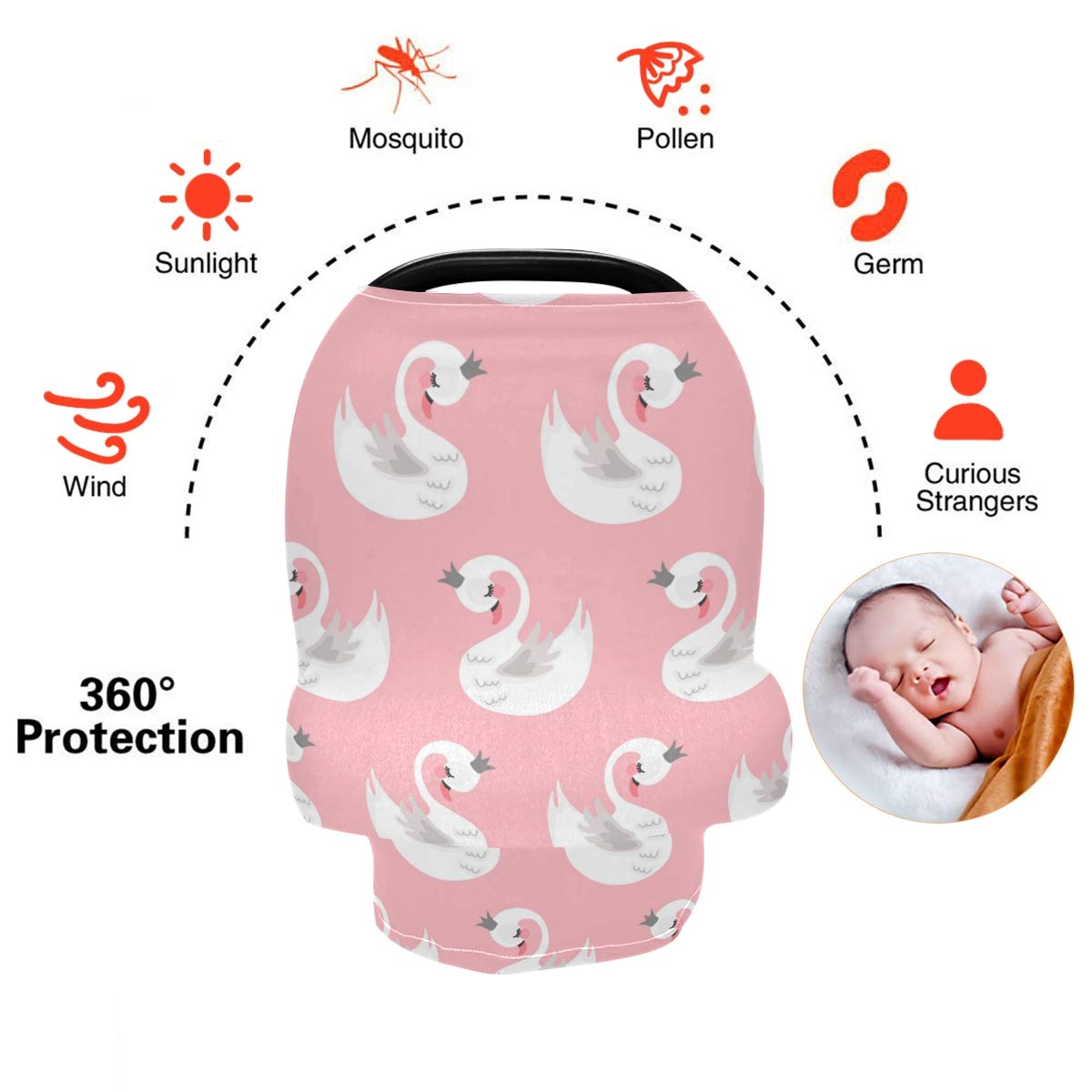Nursing Cover Breastfeeding Scarf Swan - Baby Car Seat Covers, Stroller Cover, Carseat Canopy (902b6)