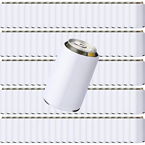 100 Pack White Blank Can Cooler Sleeves Neoprene Insulated Beer Sleeves for Can Cooler Sleeves Personalized Sublimation Sleeves for Soda Drink Water Bottle Birthdays Weddings Bachelorette Party