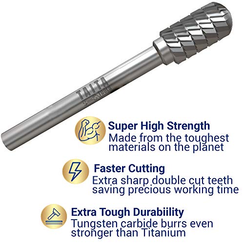 10PC Double Cut Carbide Burr Set 0.118" (3mm) Shank, Rotary Tool Bits Cutting Burrs - Dremel Accessories Fordom, Flex Shaft, Dewalt And Die Grinders - Wood Carving bits Metal Working And Engraving