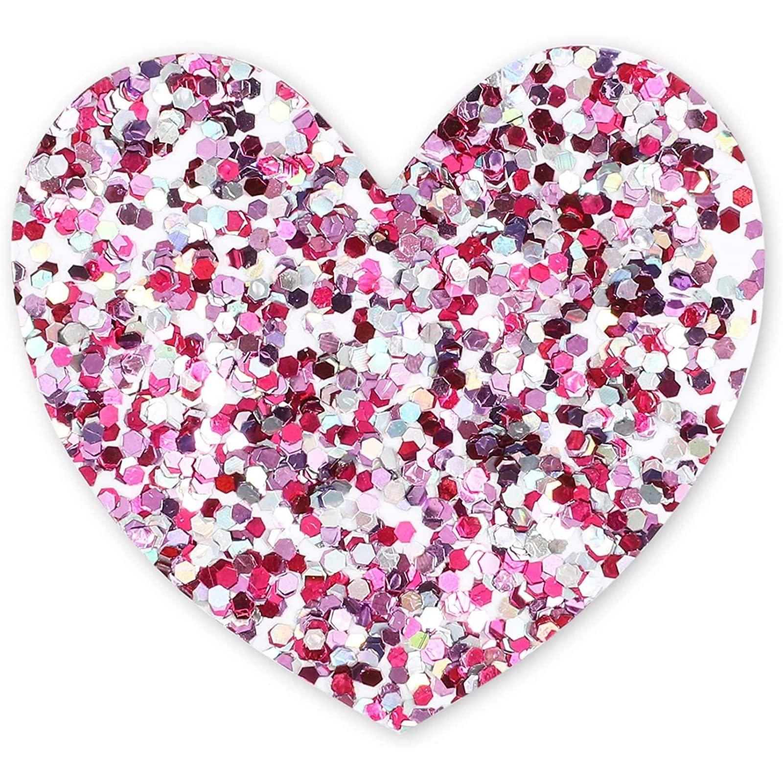 200-Pack 1.5-Inch Holographic Glitter Heart Stickers, Adhesive Sparkle Decals, Envelope Seal Stickers for Wedding, Birthday, and Graduation Invitations, Crafting Supplies (Hot Pink)