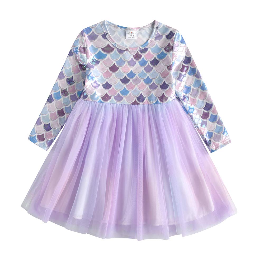 DXTON Toddler Baby Dresses Winter Girls Long Sleeve Outfits Party Brithday Dress LH4981 4t