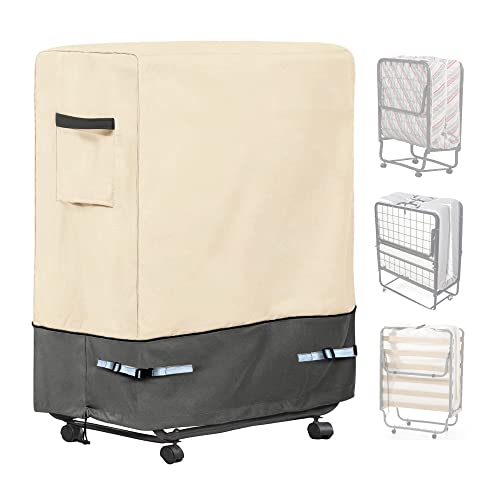 Aaaspark Folding Bed Storage Cover, Rollaway bed cover, waterproof and breathable Oxford cloth, suitable for 39 inch double bed (39 "x 15" x 44.8 "), indoor and outdoor universal, beige gray splicing