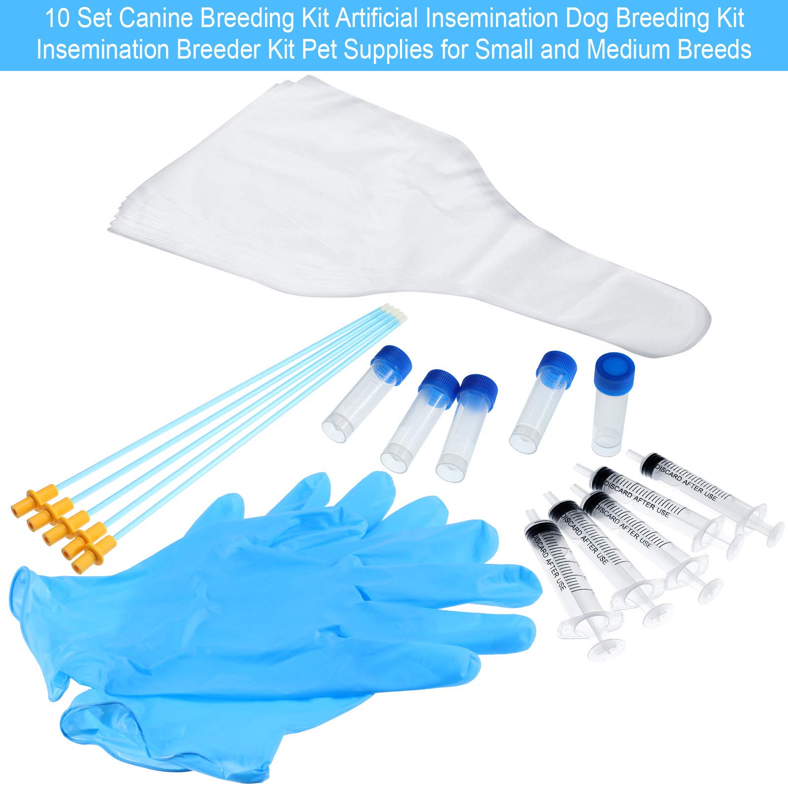 10 Set Artificial Insemination Dog Breeding Kit Canine Breeding Kit Insemination Breeder Kit Pet Supplies for Small Medium Breeds