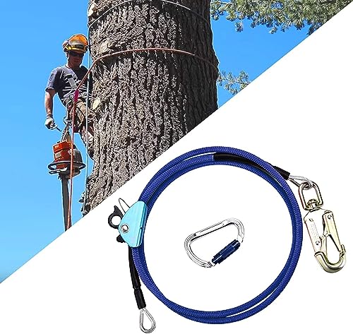 Arborist Flipline for Climbing Tree, 1/2'' x 8 ft Steel Wire Core Tree Lanyard Flipline Kit W/Lock Carabineer, Rope Grabber, Steel Swivel Snap Hook - Heavy Duty, Low Stretch, Cut Resistant