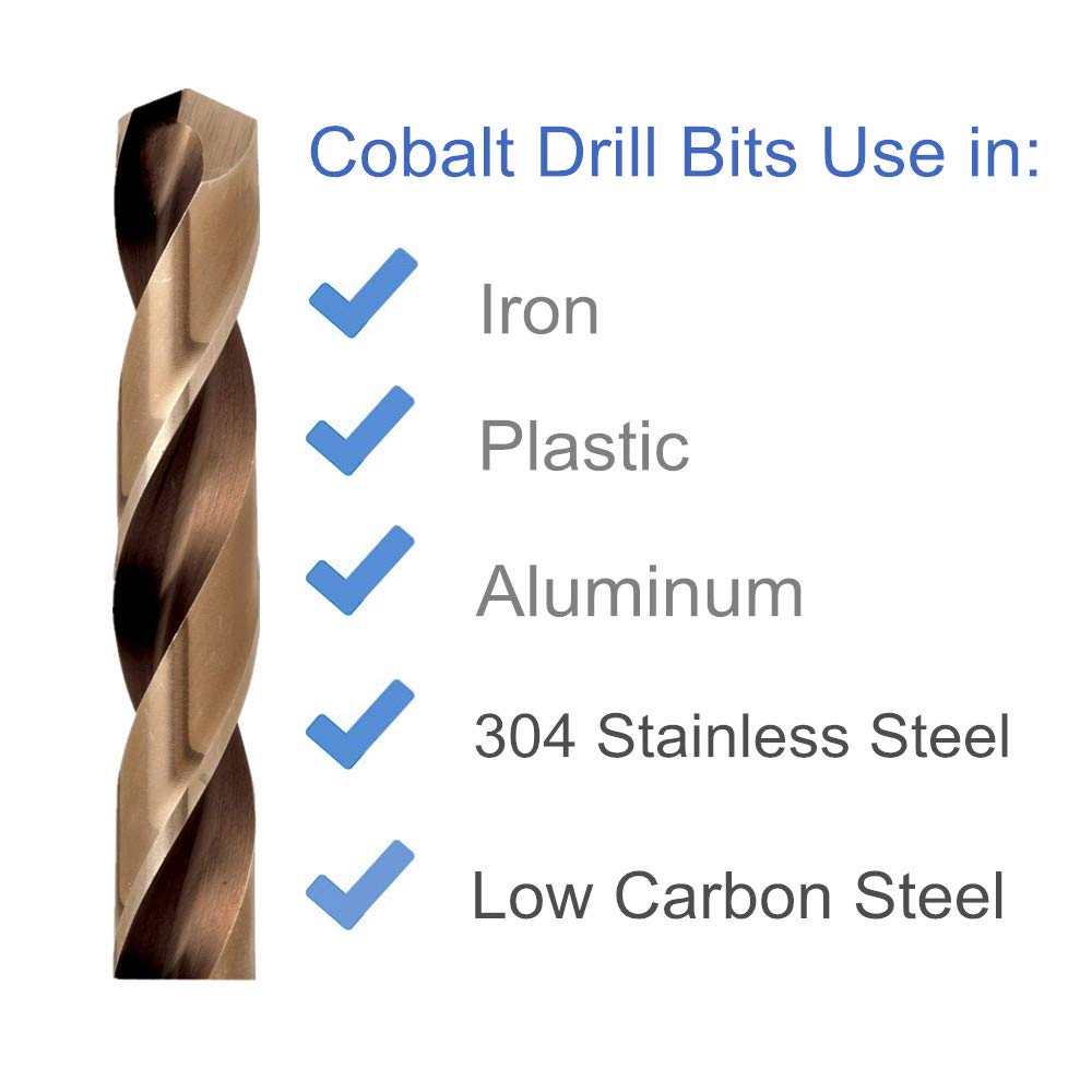 20pcs, 11/64", Cobalt Twist Drill Bits