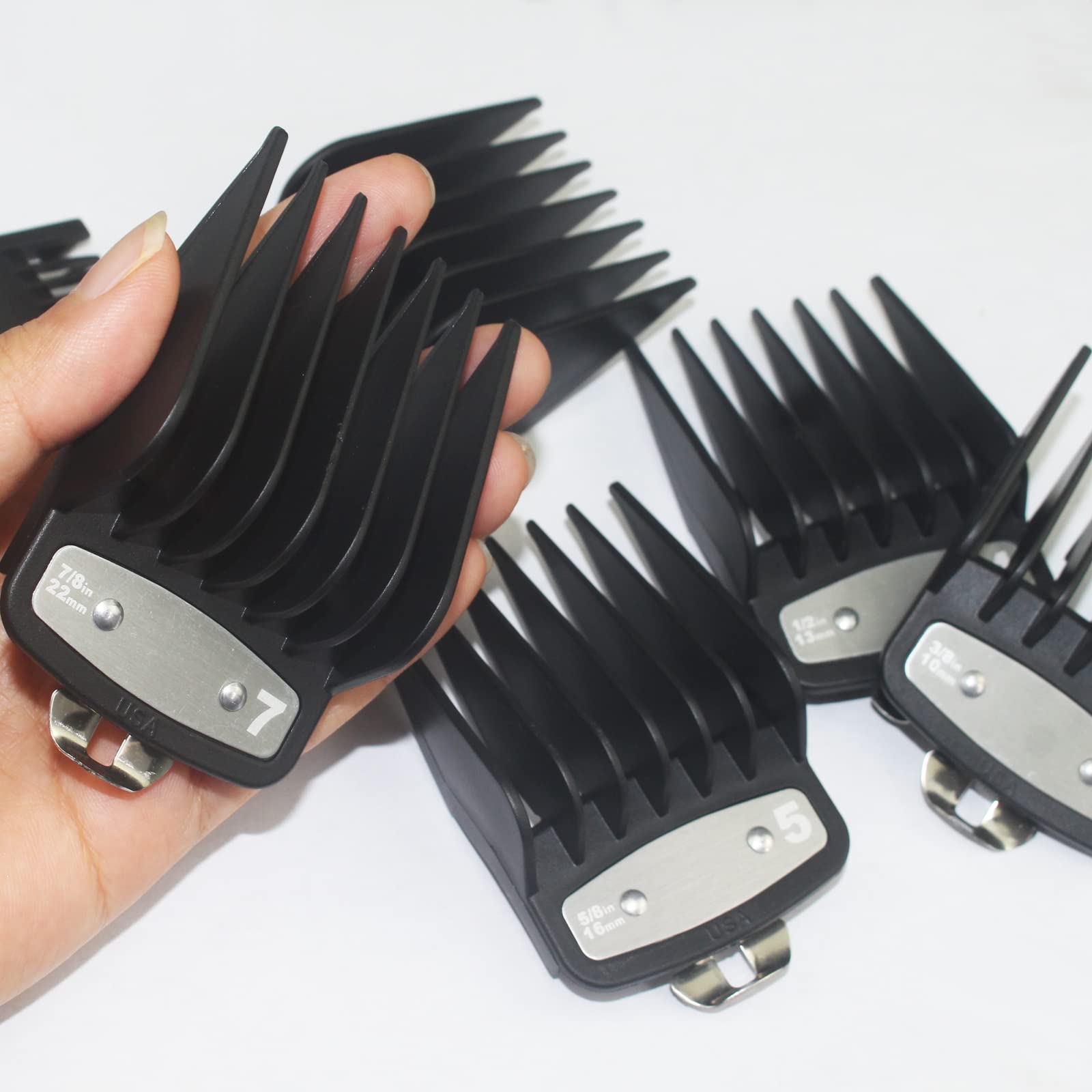 10 Pieces Clipper Guards Professional Hair Clipper Combs Guads Premium Cutting Guides with Metal Clip Fit All Full Size Wahl Clippers