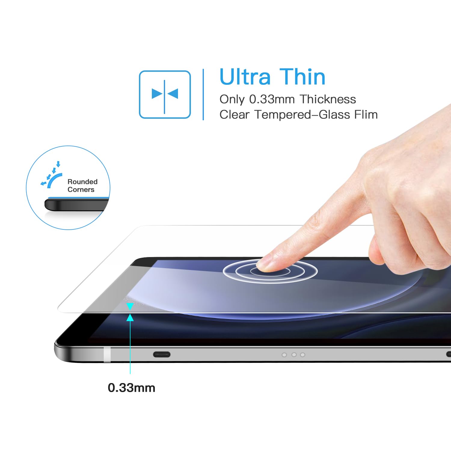 ZtotopCases 2 Pack Screen Protector for Galaxy Tab S10 Plus 12.4''/S9 FE Plus 5G/S9 Plus/S7 FE/S8 Plus/S7 Plus, 9H High Definition/S Pen Compatible Tempered Glass for Samsung Tablet S10+S9 FE+S9+S8+