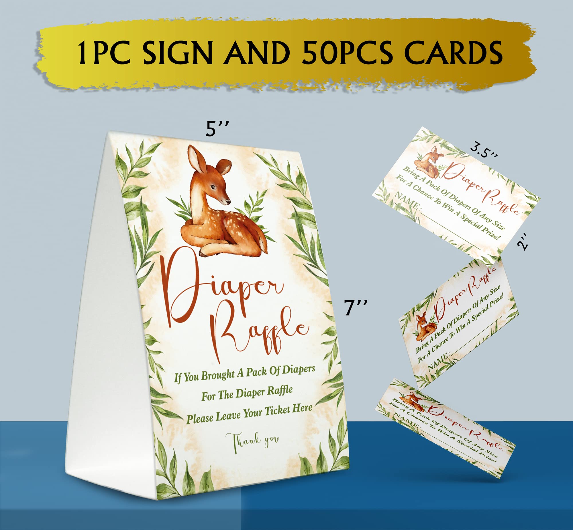 Tesedupoole Diaper Raffle Sign, Woodland Forest Animals Insert Ticket, Baby Showers Decorations, Card for Baby Shower Game to Bring a Pack of Diapers