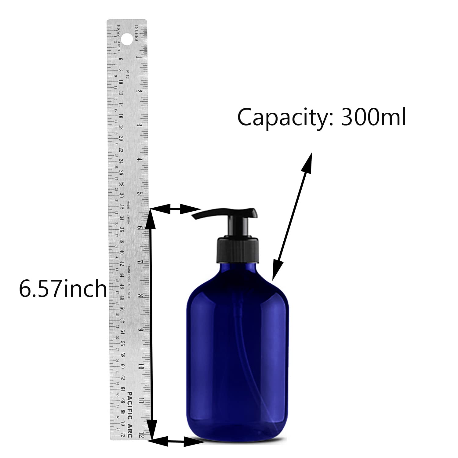 10 oz Pump Bottle Plastic Pump Lotion Dispenser Empty Bottle, Blue 2 Pack, for Shampoo Lotion Body Wash.