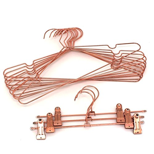 10Pack Koobay 13" Children Rose Copper Gold Shiny Metal Wire Top Clothes Hangers for Shirts Coat Storage & Display