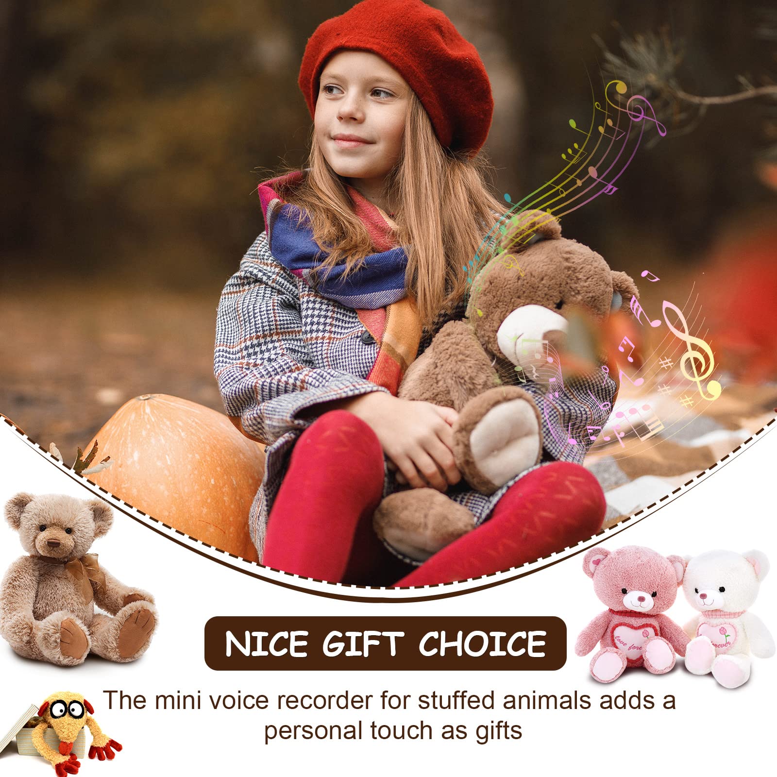 3 Pcs Voice Recorder for Stuffed Animal, Voice Recorder Box Stuffed Bear Mini Voice Recorder Device, DIY Custom Voice Message Toy Voice Recorder for Baby Dolls, Plush Toys and Pillows (20s Edition)