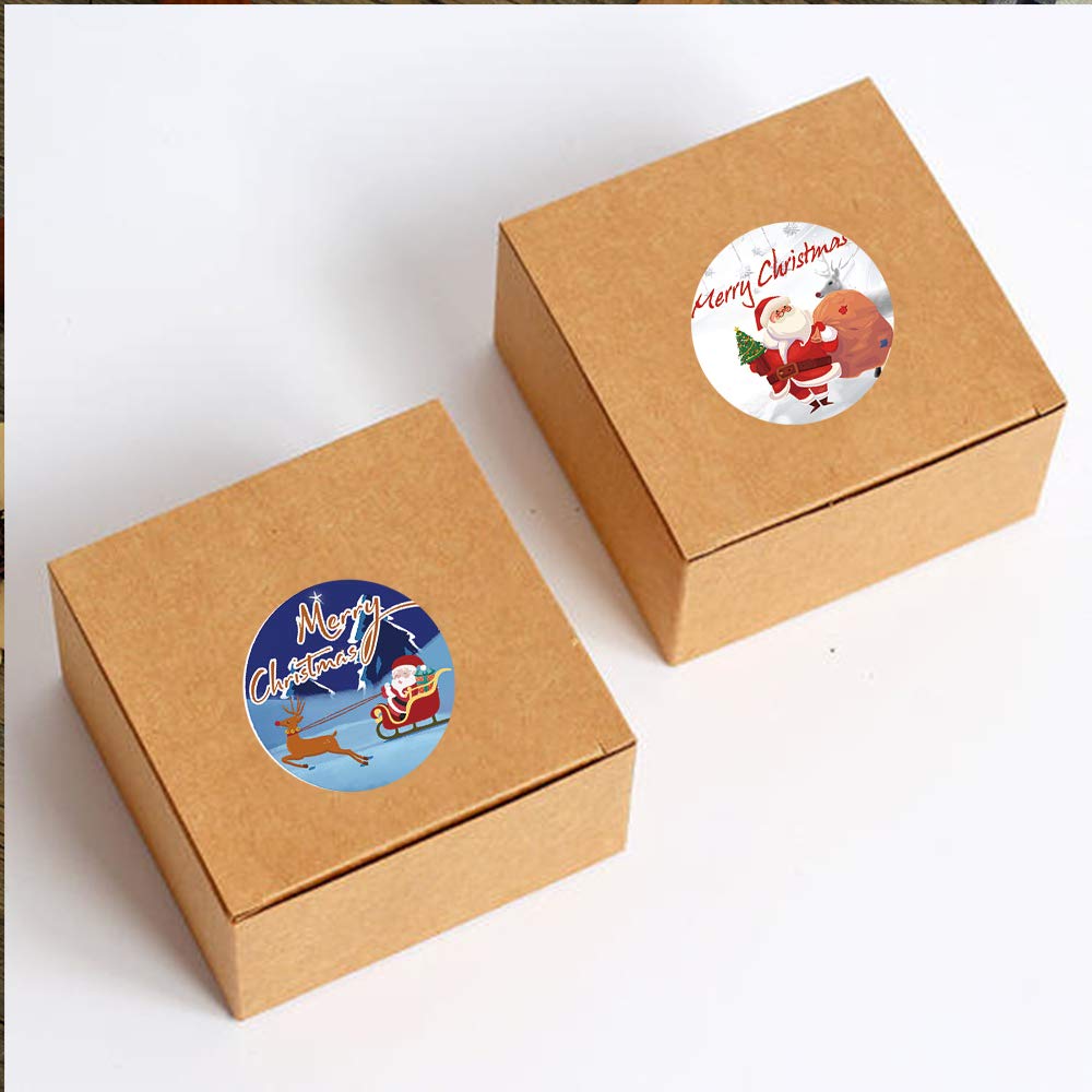 10 Designs Merry Christmas, Deer, Snowman, Christmas Tree Stickers Labels Envelope Decorative Seals -200 Packs 1.5inch