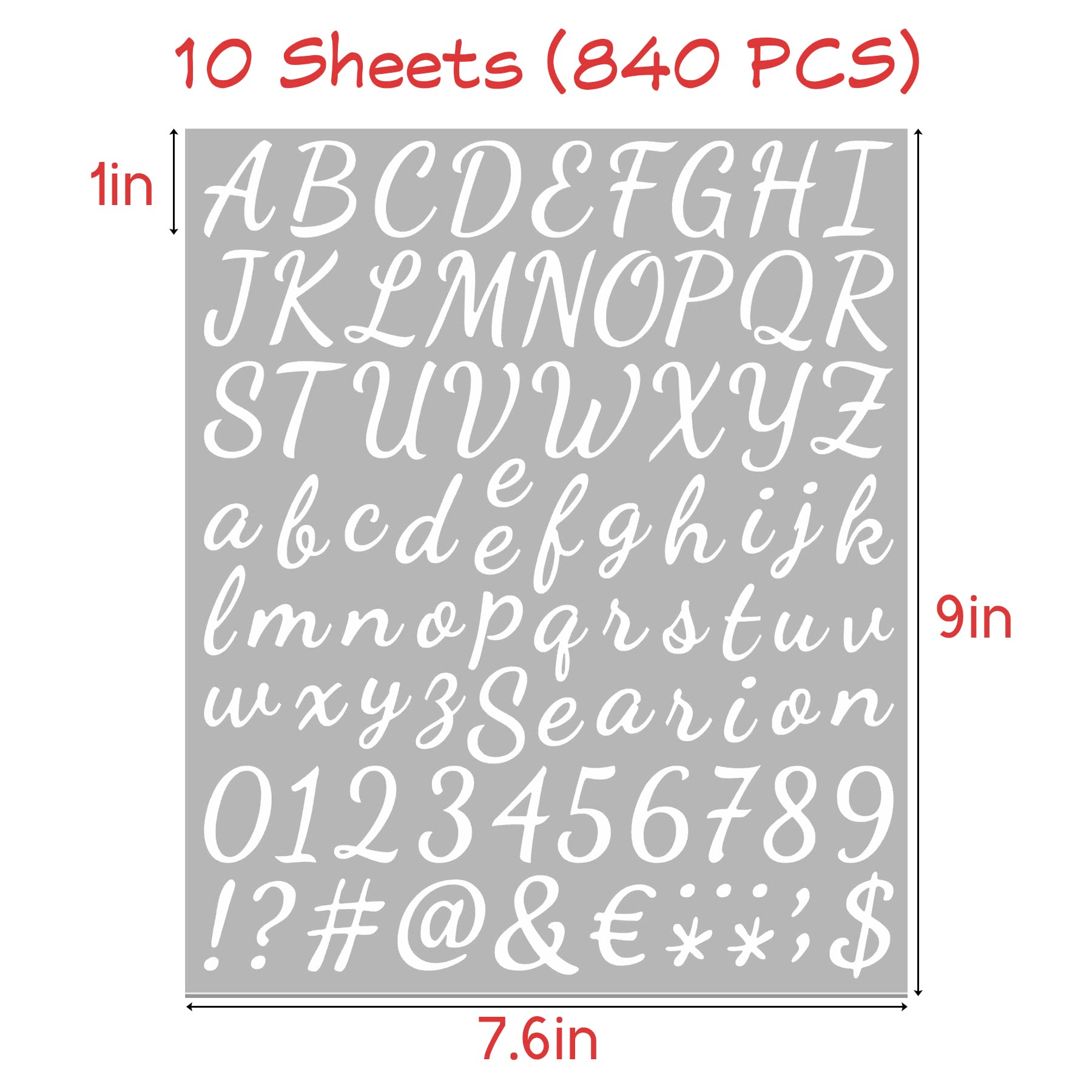 10 Sheets 840 Pcs White Self-Adhesive Alphabet Letters Numbers Kit Numbers Sticker DIY Number Letter Decal for Christmas Gift Decals Mailbox Signs Window Cars Home Address Number Grad Cap Art Making