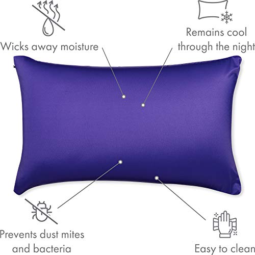 12" x 20" Throw Pillow – Dark Lavendar: 1 PCS Luxurious Premium Microbead Pillow With 85/15 Nylon/Spandex Fabric. Forever Fluffy, Outstanding Beauty & Support. Silky, Soft & Beyond Comfortable