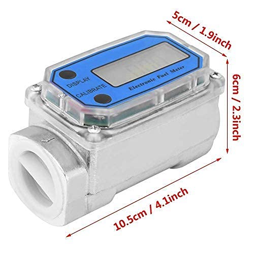 1″ Digital Turbine Flow Meter, Gas Oil Fuel Flowmeter, Pump Flow Meter Diesel Fuel Diesel Kerosene Line Pipe Counter for Chemicals Water etc(Blue)