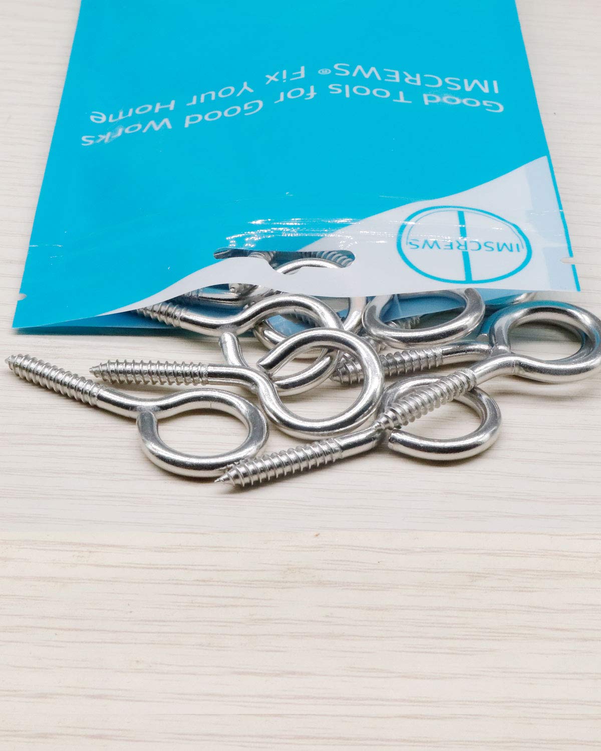 M3 x 1-1/2" Screw Eyes (50pcs) Small Eyelet Screws Lag Eyebolt 18-8 Stainless Steel 304 Heavy Duty Hook by IMScrews